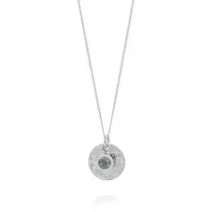 NELLOU JEWELLERY Blue Topaz Luna Disc Necklace - Silver