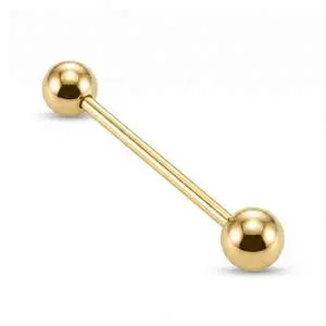 Zahav Jewelry 10k Solid 18g 4mm Ball-ends Externally Threaded Industrial Barbell - Gold