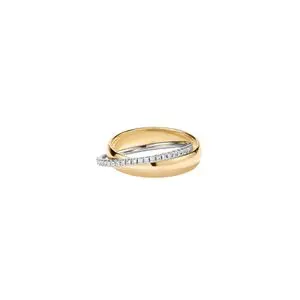VANCHI Two-tone Interlocking Ring With Cubic Zirconia - Gold/silver
