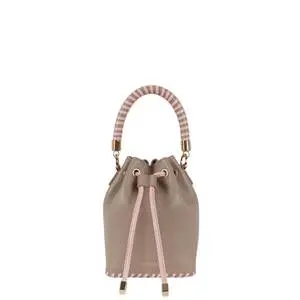 SAONARA BRAND Neutrals Mini Bucket Bag Taupe Peony Leather - Black