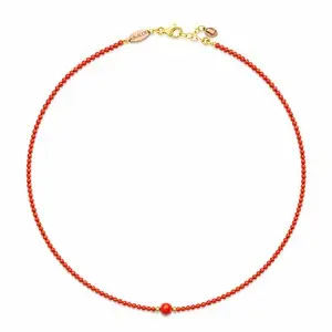 UNALOE Gold Plated Red Coral Beaded Necklace