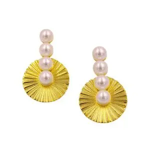 1610ISTANBUL Empress Theodora Pearl Earrings - Gold