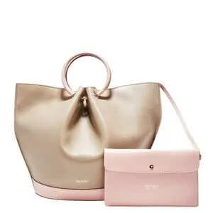 SAONARA BRAND Capazo Bag Taupe Peony Leather - Black