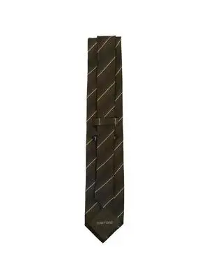 TOM FORD Striped Neck Tie - Brown
