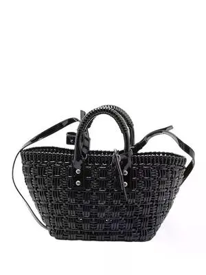 Balenciaga 2021-2026 Xs Faux Leather Bistro Basket Bag Satchel - Black