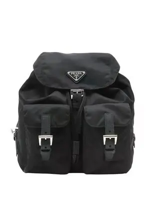 Prada 2013-2026 Saffiano Trimmed Tessuto Backpack - Black