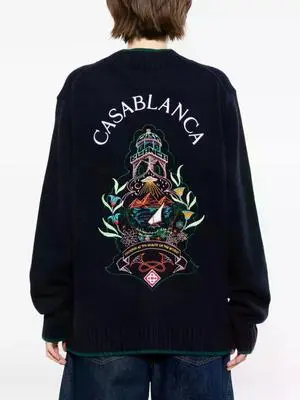 Casablanca Logo Embroidered Cardigan