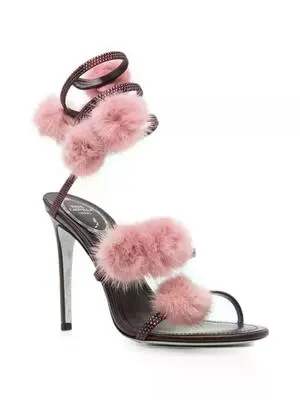Rene Caovilla Embellished Spiral Ankle Strap Sandals - Purple