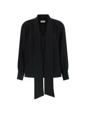 Alberto Biani Lavallière-neck Long-sleeve Blouse - Black