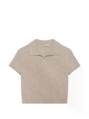 Simkhai Twila Short-sleeve Cashmere Polo Shirt - Grey