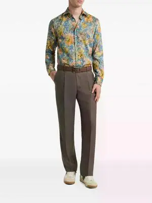 Etro Wool-blend Flannel Trousers With Crease Detail