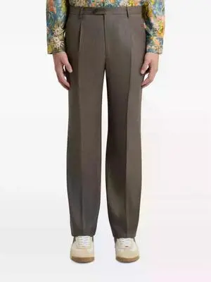 Etro Wool-blend Flannel Trousers With Crease Detail