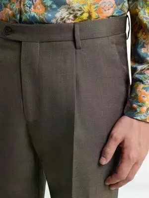 Etro Wool-blend Flannel Trousers With Crease Detail