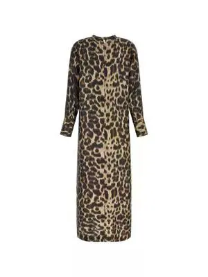 Alberto Biani Silk Leopard Print Maxi Dress