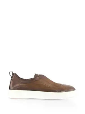 Santoni Cleanic Leather Slip-on Sneakers - Brown