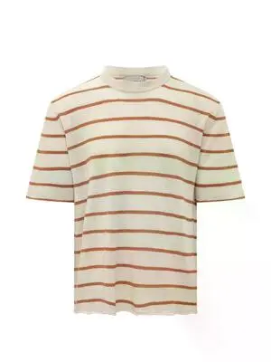 AMARANTO Striped Short-sleeve Sweater