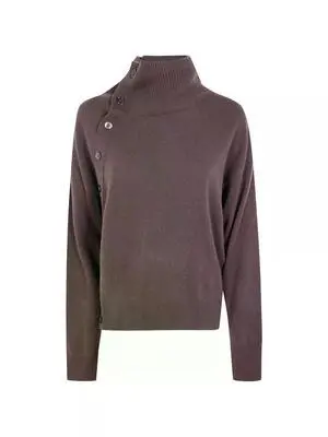 Seventy Button-detail High-neck Sweater - Brown