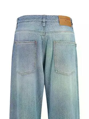 Ermanno Scervino Cotton Chevron Pattern Wide Leg Jeans