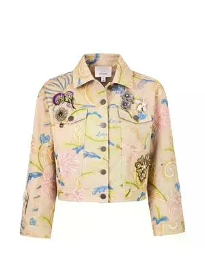 Cinq À Sept Addie Cropped Embroidered Jacket - Neutrals