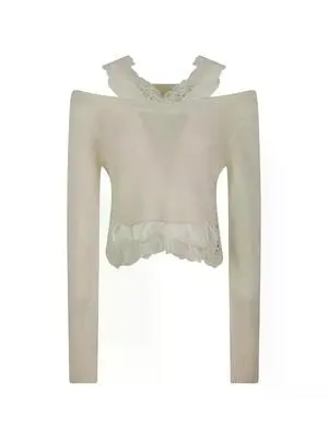 Ermanno Scervino Lace-trim Off-shoulder Sweater