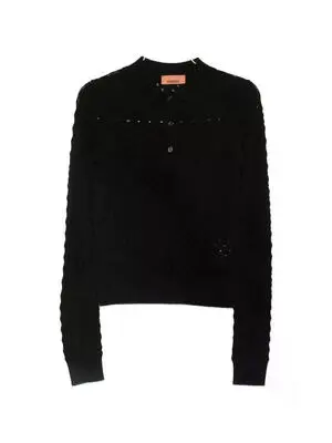 Missoni Pointelle-knit Long-sleeve Polo Shirt - Black
