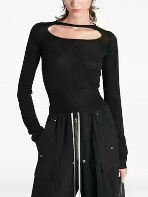 Rick Owens Cut-out Ribbed-trim Top - Black