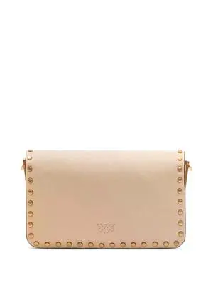 Pinko Baby Love One Slouchy Stud-embellished Shoulder Bag - Neutrals
