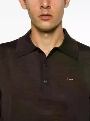 Prada Long-sleeved Superfine Wool Polo Sweater - Brown