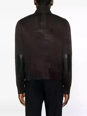 TOM FORD Leather-elbow Patch Zip-fastening Cardigan
