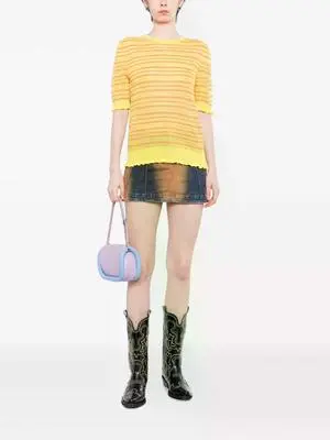 JW Anderson Striped Ruffle-trim Top - Yellow