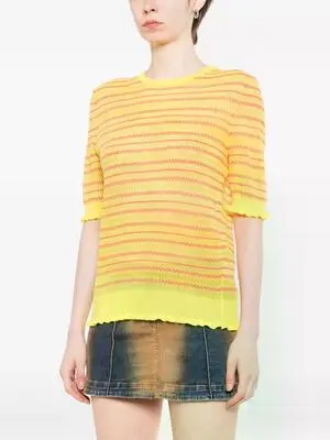 JW Anderson Striped Ruffle-trim Top