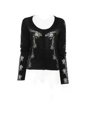 Pinko Lace-panelled Button-up Sweater - Black