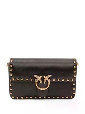 Pinko Love Birds Slouchy Studded Shoulder Bag - Black
