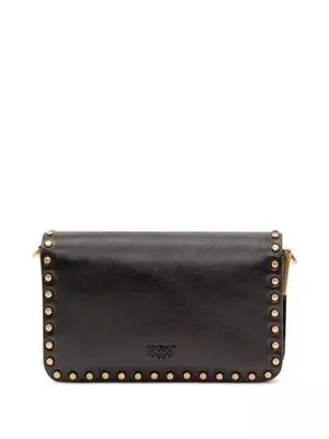 Pinko Love Birds Slouchy Studded Shoulder Bag - Black