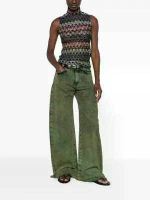 Missoni Zigzag Knit High Neck Sleeveless Top - Green