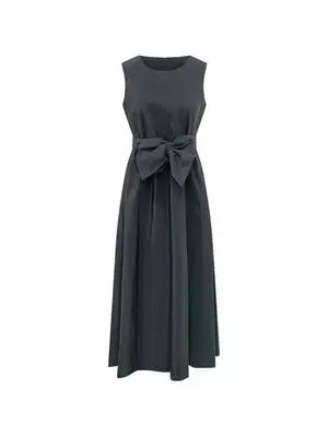 Max Mara Flared Taffeta Dress Navy - Blue