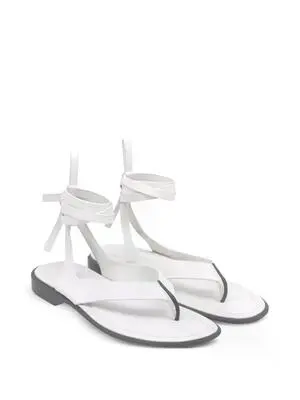 TOD'S Leather Thong Sandals With Wraparound Ankle Ties - White