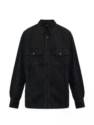 Balmain Monogram-print Denim Shirt - Black