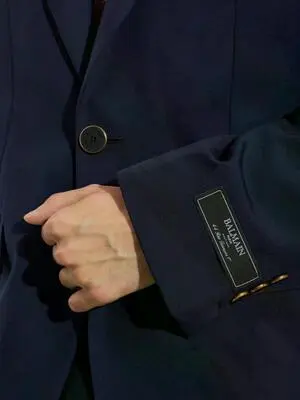 Balmain Logo-patch Wool Blazer
