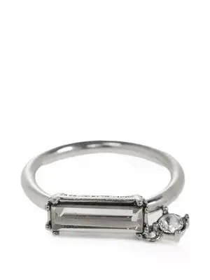 JIL SANDER Crystal-embellished Baguette-cut Ring - Silver