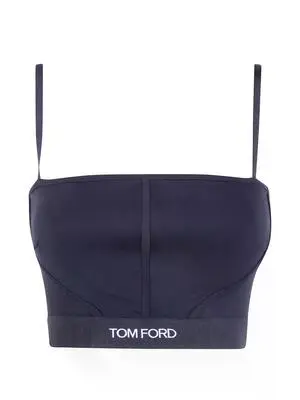 TOM FORD Modal Signature Top With Zig-zag Stitching And Jacquard Label - Black