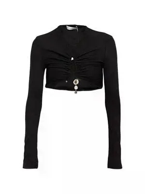 Christopher Esber Droplet Crystal-pendant Ruched Top - Black