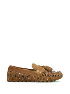 STRATEGIA SHOES Strategia Mykonos Studded Tassel Loafers - Brown
