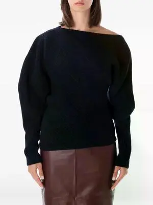 Alberta Ferretti Asymmetrical Ribbed-knit Sweater - Blue