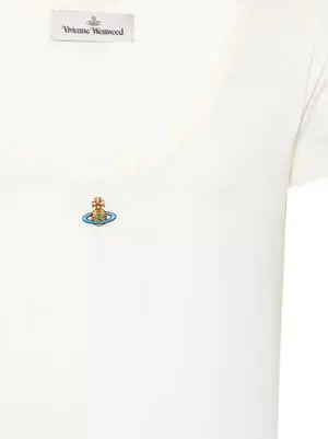 VIVIENNE WESTWOOD Orb Embroidered Scoop Neck T-shirt - White