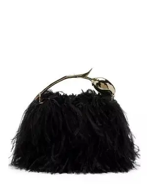 Erdem Mini Bloom Ostrich-feather Tote Bag - Black