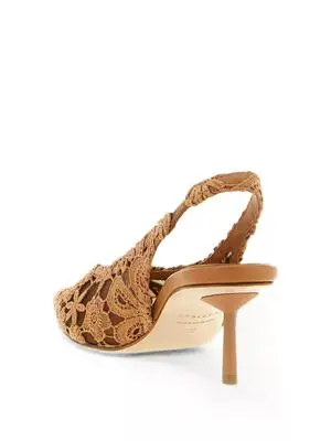 LE SILLA Clivage Lace-embellished Slingback Pumps