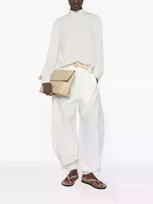 Giorgio Armani High-neck Silk Blouse With Tie Back - Neutrals