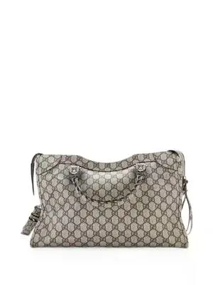 Gucci X Balenciaga The Hacker Project Neo Classic City Bag Gg Coated Canvas Medium Shoulder Bag - Brown