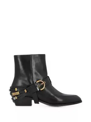 Pinko Buckle-detail Leather Ankle Boots - Black